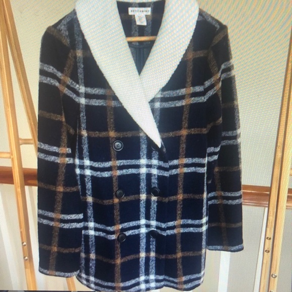 Artisan Ny | Jackets & Coats | Navy And White Checkered Pea Coat | Poshmark